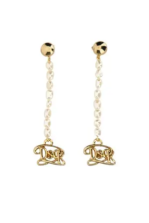 Dsquared2 Pearl And Logo Drop Earrings - Gold