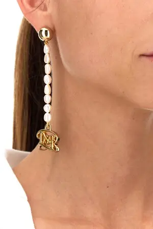 Dsquared2 Pearl And Logo Drop Earrings