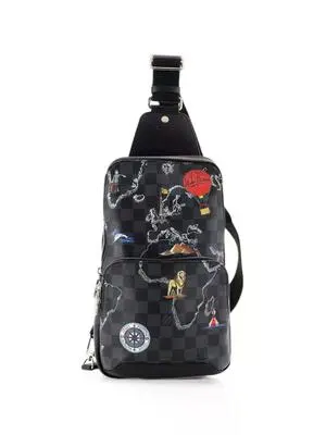 LOUIS VUITTON Avenue Sling Bag Limited Edition Renaissance Map Damier Graphite Crossbody Bag - Black