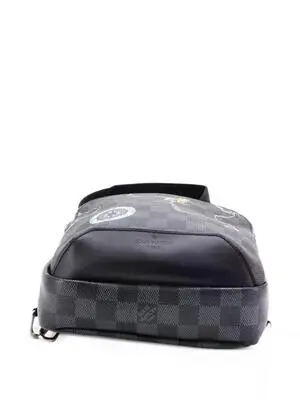 LOUIS VUITTON Avenue Sling Bag Limited Edition Renaissance Map Damier Graphite Crossbody Bag - Black