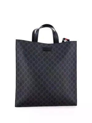 Gucci Convertible Soft Open Gg Coated Canvas Tall Tote Bag - Black