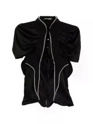 Ottolinger Contrast-trim Gathered-sleeve Top - Black