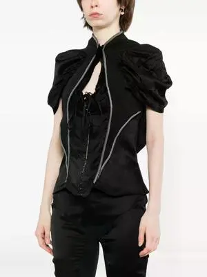 Ottolinger Contrast-trim Gathered-sleeve Top
