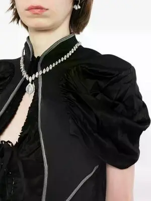 Ottolinger Contrast-trim Gathered-sleeve Top