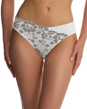 Natori Peony Lace Trim Bikini - White/ Black