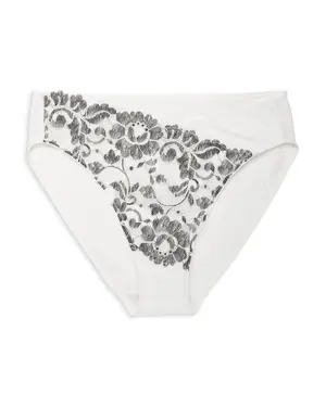 Natori Peony Lace Trim Bikini - White/ Black