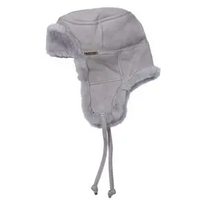OWEN BARRY Sheepskin Trapper Hat Ladies Made In The Uk Gennie Silver - Grey