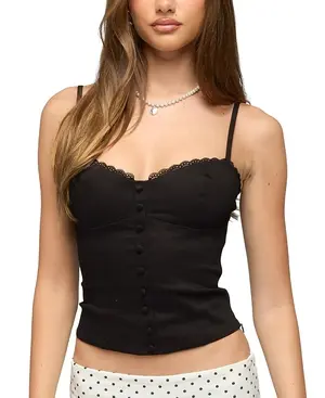 EDIKTED Helenna Button Front Lace Up Top