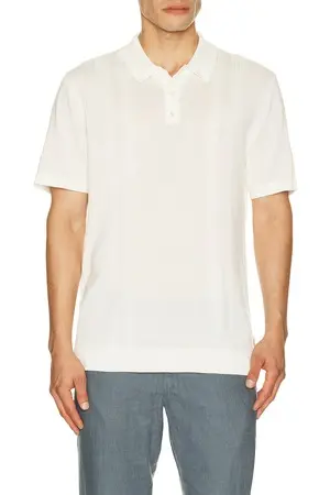 Onia Silk Ribbed Knit Polo Shirt - Ivory