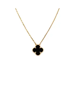 VAN CLEEF & ARPELS Vintage Alhambra Pendant Necklace 18k And Onyx, 16 - Gold