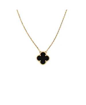 VAN CLEEF & ARPELS Vintage Alhambra Pendant Necklace 18k And Onyx, 16.5 - Gold