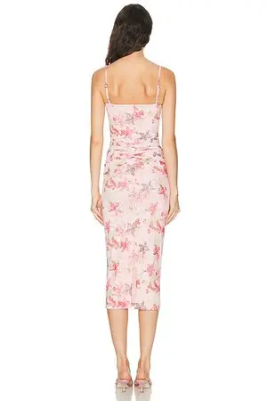 PatBO Orchid Bloom Chiffon Midi Dress