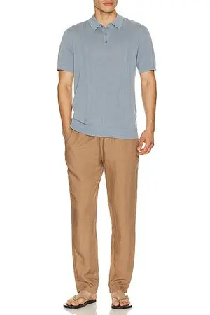 Onia Silk Ribbed Knit Polo Shirt - Lagoon