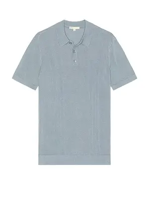 Onia Silk Ribbed Knit Polo Shirt - Lagoon