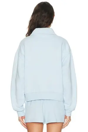 SPORTY & RICH Serif Logo Embroidered Polo Sweatshirt