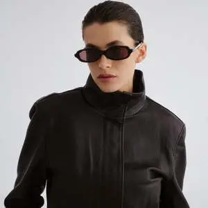 Le Specs Lichtblick Oval Sunglasses With Mechanical Temples - Black