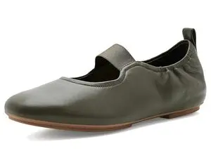 Fitflop Delicato Poise Leather Mary Janes Dress Flat Shoes Deep - Olive