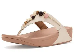Fitflop Lulu Beaded Toe Post Wedge Sandals - Beige