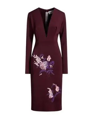 DES_PHEMMES Midi Dress Burgundy Size Polyester, Elastane