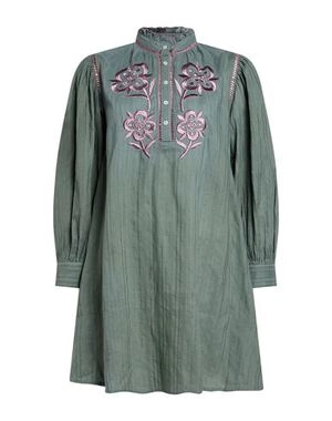 Antik Batik Cotton Mini Dress With Embroidery And Lace Trims