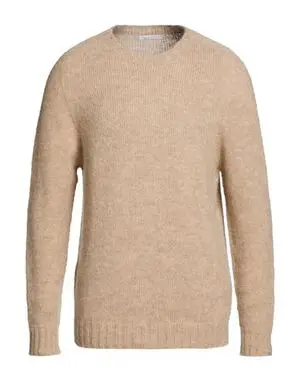 OLIVER LATTUGHI OLIVER LATTUGHI Pastel Yellow Alpaca Wool Blend Crewneck Sweater Beige