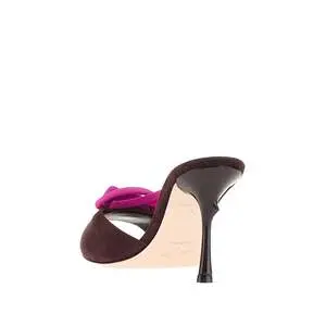 ROGER VIVIER Suede Leather Mules With 3d Rose Detail - Purple