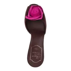 ROGER VIVIER Suede Leather Mules With 3d Rose Detail - Purple