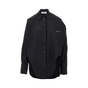 Attico Paneled Cotton Poplin Oversized Shirt - Black