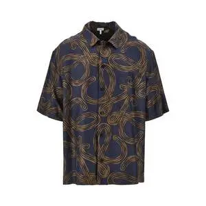 Loewe Anagram Print Silk Shirt - Blue