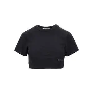 Attico Cropped Cotton T-shirt - Black