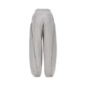 Attico Mélange Cotton Jogging Pants With Wide Leg And Zippered Pockets