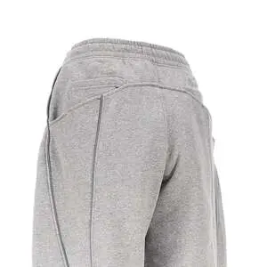 Attico Mélange Cotton Jogging Pants With Wide Leg And Zippered Pockets