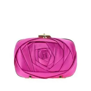 ROGER VIVIER Rose Motif Satin Clutch - Pink