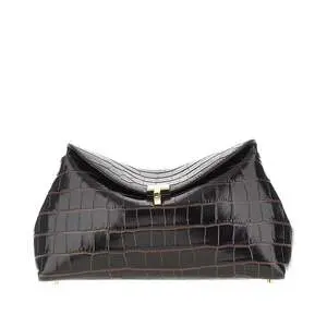 TOTEME Croco-embossed Leather T-lock Clutchc
