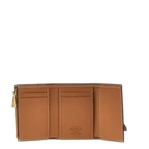TOD'S Grained Leather Tri-fold Wallet