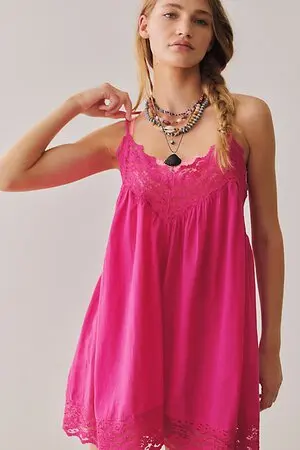 INTIMATELY Fiona Mini Slip Dress - Fuchsia Flame