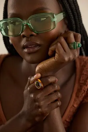 Free People Free People Frankie Rectangle Sunglasses Lime Mojito