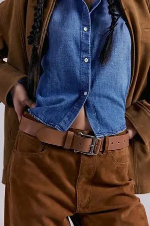 Free People Carraway Leather Belt - Saddle