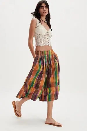 Free People Ivy Pull-on Culotte Plaid Pants
