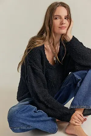 Free People Firefly Pullover Sweater - Black