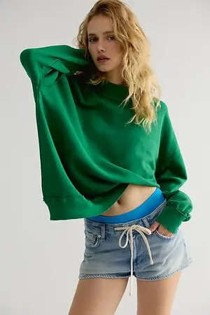We The Free Palm Springs Mock Neck Pullover - Green Bee