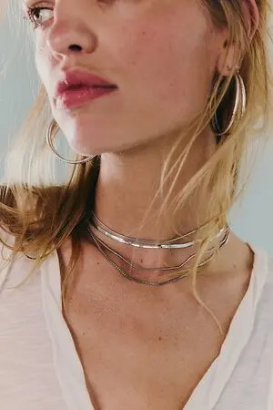 FP COLLECTION Layered Choker Necklace - Silver