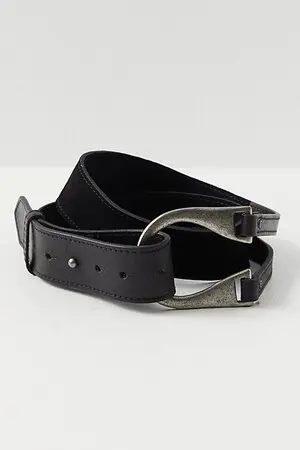 FP COLLECTION Leather Hip Belt With Buckle Detail - Black