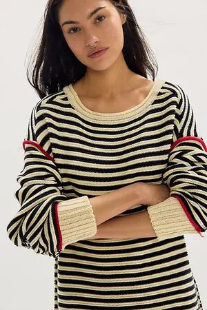 We The Free Asher Striped Pullover - Black Combo