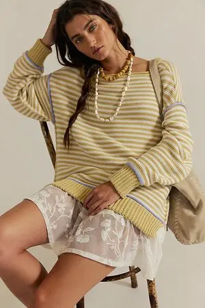 We The Free Asher Striped Pullover - Sand Combo