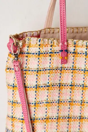 Free People Enshalla Check Woven Tote Bag
