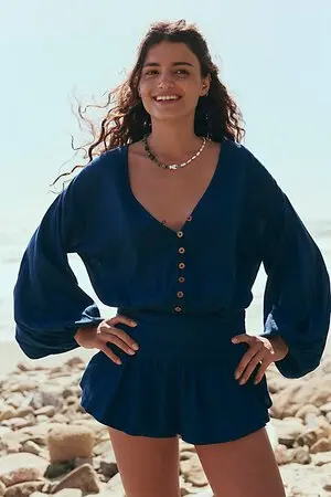 Free People Carson Drop-waist Romper - Titan
