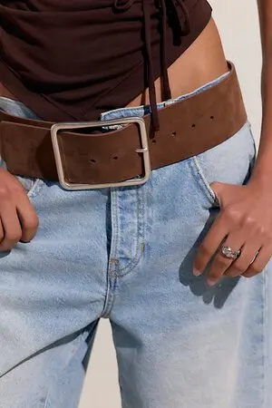 Free People Suede Hex Hip Belt - Coconut Shell