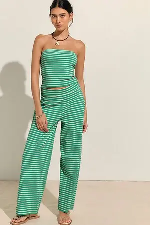 Free People Striped Tube Top And Wide-leg Pants Set - Fern Combo