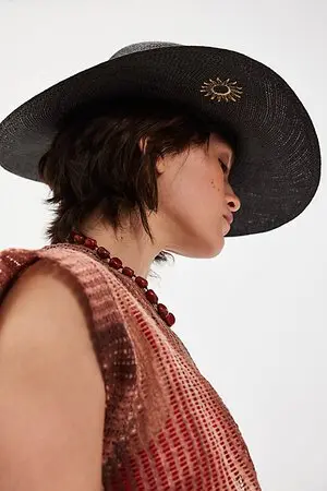 VAN PALMA Solveig Straw Hat - Black